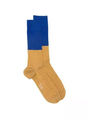 Paul Smith Ribbed Color-block Socks - Neutrals