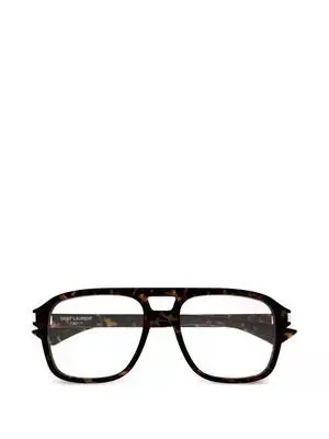 Saint Laurent Pilot Frame Glasses - Brown