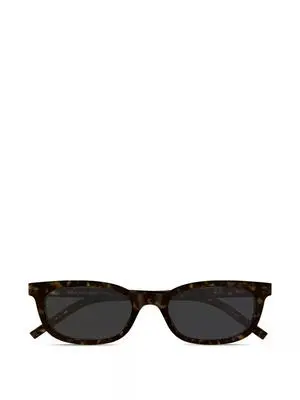 Saint Laurent Rectangle-frame Logo Sunglasses - Brown