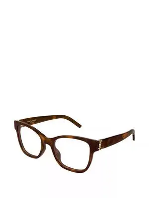Saint Laurent Logo-plaque Glasses - Brown