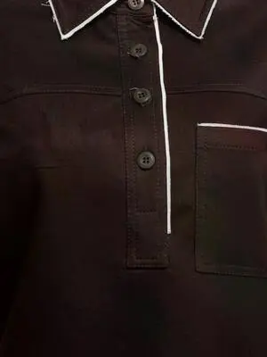 Prada Piped Polo Top - Brown
