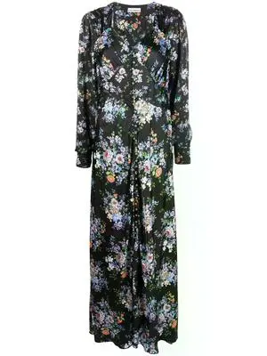 Rabanne Floral Print Long-sleeve Maxi Dress