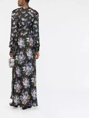 Rabanne Floral Print Long-sleeve Maxi Dress