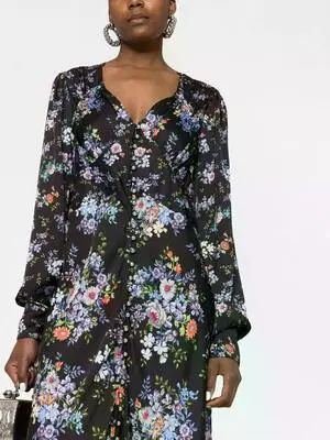 Rabanne Floral Print Long-sleeve Maxi Dress