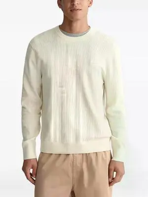 Gant Crew-neck Waffle Knit Sweater - Neutrals