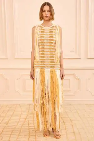 Ulla Johnson Silvia Fringe Knit Maxi Dress