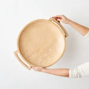 KANJU INTERIORS Swazi Round Wood Serving Platter - Natural