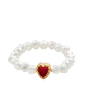 FABLE ENGLAND Love Heart Pearl Fashion Ring
