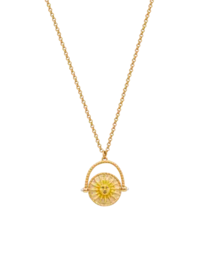 FABLE ENGLAND Sun & Moon Spinner Pendant Necklace - Gold