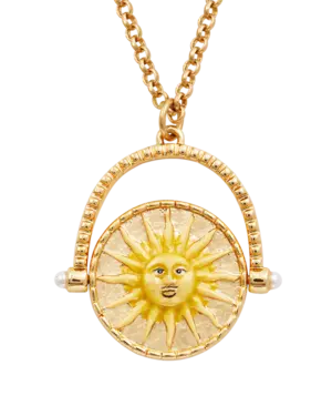 FABLE ENGLAND Sun & Moon Spinner Pendant Necklace