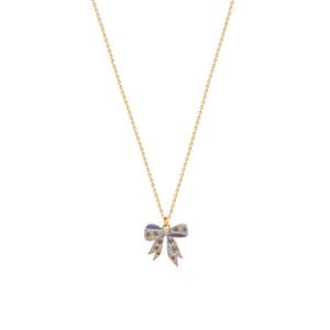 FABLE ENGLAND Forget Me Not Bow Pendant Necklace - Gold