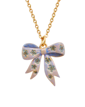 FABLE ENGLAND Forget Me Not Bow Pendant Necklace