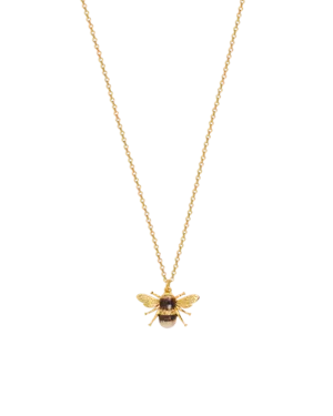 FABLE ENGLAND Honey Bee Enamel Pendant Necklace - Gold