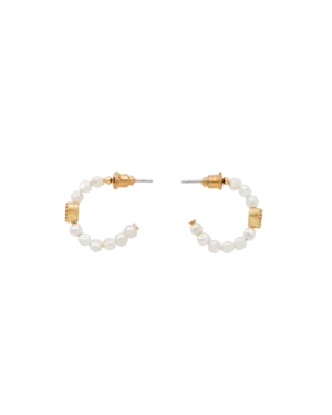 FABLE ENGLAND Love Heart Pearl Hoop Earrings