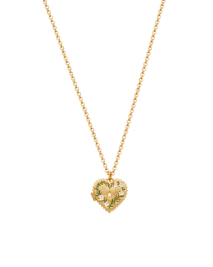 FABLE ENGLAND Jasmine Heart Locket Necklace - Gold