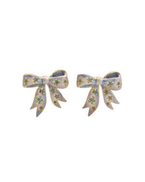 FABLE ENGLAND Forget Me Not Bow Stud Earrings - Gold