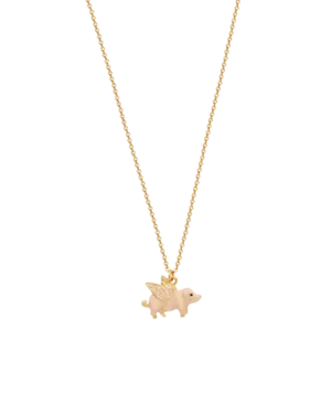 FABLE ENGLAND Flying Pig Enamel Necklace