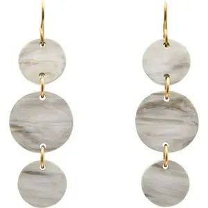 MAADILI COLLECTIVE Triple Circle Geometric Horn Dangle Earrings - White