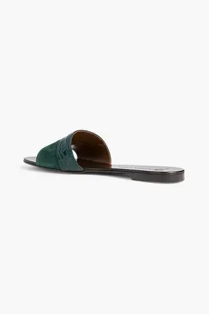 GIUSEPPE ZANOTTI Roose Croc-effect Leather And Suede Slides