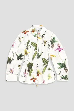 Oscar De La Renta Floral-print Cotton-blend Poplin Shirt - White