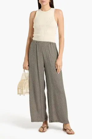 LEMLEM Printed Wide-leg Crepe De Chine Pants