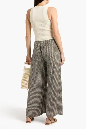LEMLEM Printed Wide-leg Crepe De Chine Pants