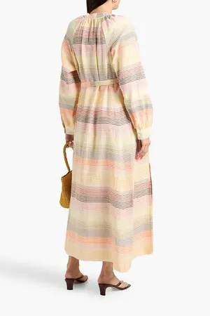 LEMLEM Striped Cotton-blend Maxi Shirt Dress