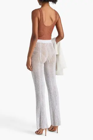 Missoni Metallic Ribbed-knit Bootcut Pants - Off-white
