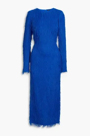 Oscar De La Renta Fringed Twill Midi Dress - Bright Blue