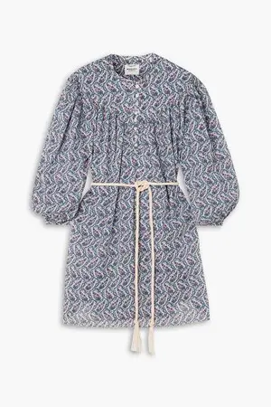 MARANT ETOILE Kildi Belted Floral-print Mini Dress - Azure