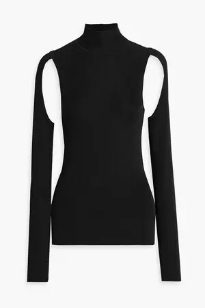 Helmut Lang Cutout Stretch-knit Turtleneck Top