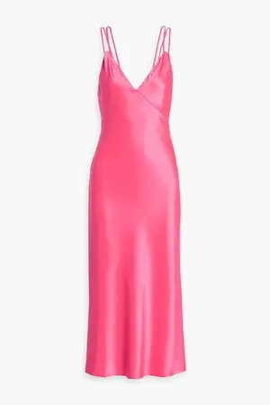 Pink Satin Midi Dresses