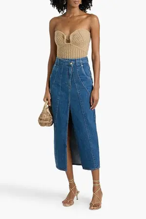 Cult Gaia Ellison Strapless Cropped Ribbed-knit Top