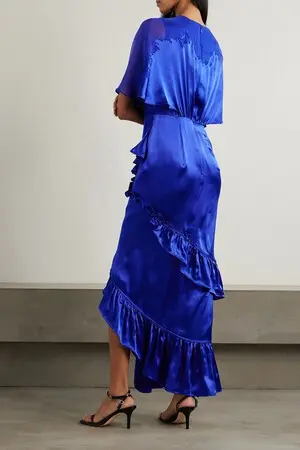 Saloni Rose Ruffled Devoré Maxi Dress