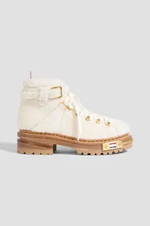 Thom Browne Embellished Shearling Hiking Boots