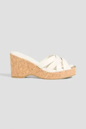 JIMMY CHOO Maribou Leather Wedge Sandals