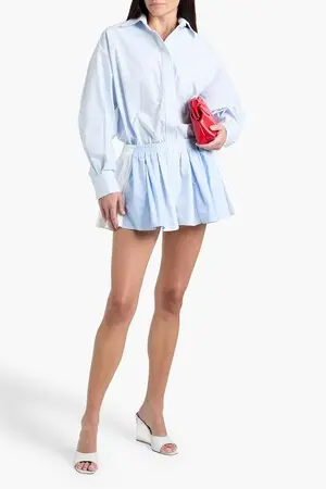 Alexander Wang Pleated Striped Cotton-poplin Playsuit