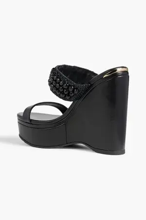 JIMMY CHOO Amoure 130 Bead-embellished Wedge Sandals