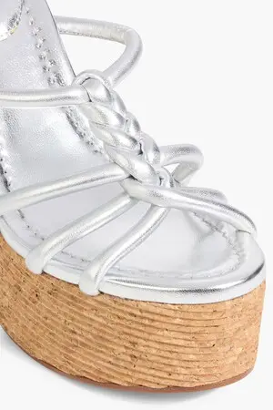 JIMMY CHOO Clare 130 Braided Metallic Leather Platform Sandals