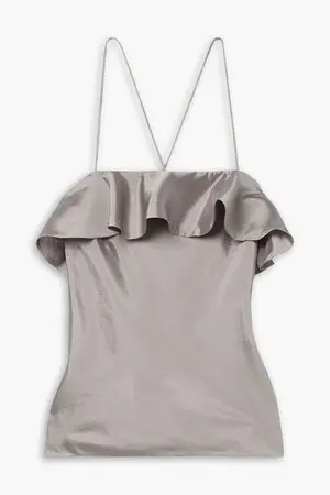 Aje Immersion Ruffled Silk-blend Satin Camisole