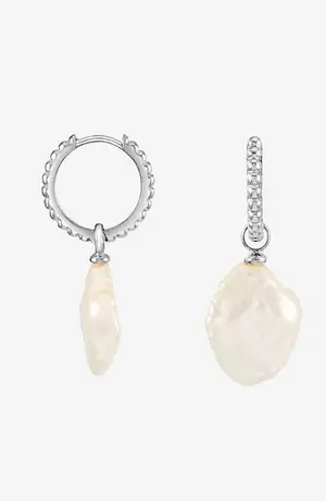 DOWER & HALL Keshi Pearl Hoop Earrings - Sterling Silver