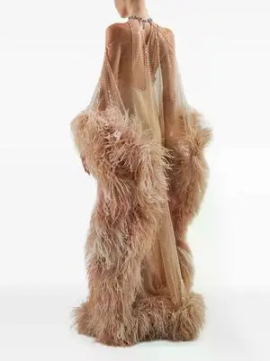 TALLER MARMO Sza Sza Sequin Feather Maxi Dress