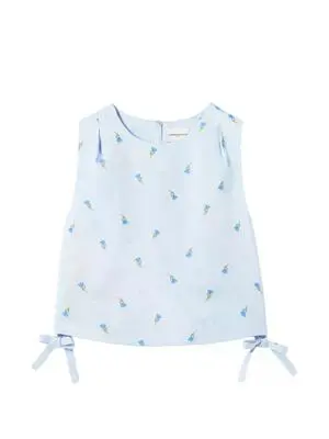 Claudie Pierlot Sleeveless Floral Embroidered Tie-side Top