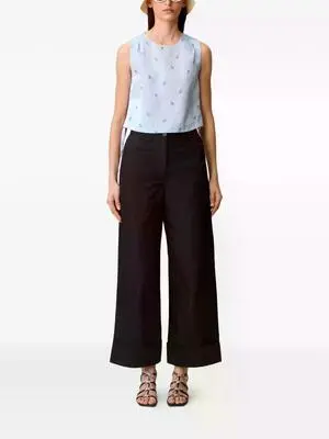 Claudie Pierlot Sleeveless Floral Embroidered Tie-side Top