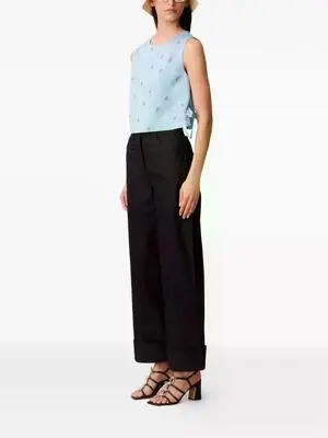 Claudie Pierlot Sleeveless Floral Embroidered Tie-side Top