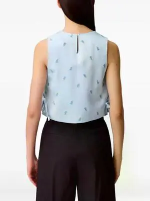 Claudie Pierlot Sleeveless Floral Embroidered Tie-side Top