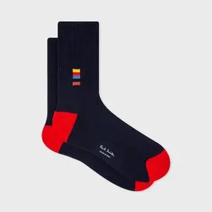 Paul Smith Artist Stripe Trim Crew Socks - Blue