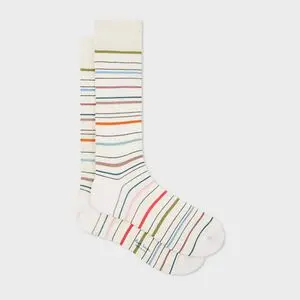 Paul Smith Pencil Stripe Crew Socks - White