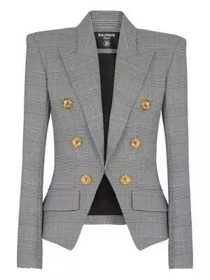 Balmain Prince Of Wales Jacquard Blazer - Grey