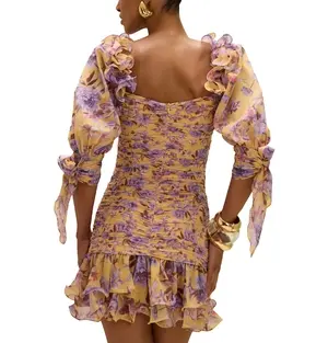 PatBO Peony Ruched Mini Dress